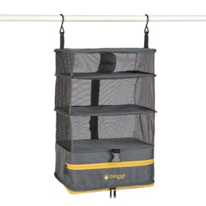 biaggi hangmates 3-tiered zipcube - hanging shelf cube with packing compartments for travel organization - lightweight and durable - dimensions 19” x 12” x 9” opened - medium