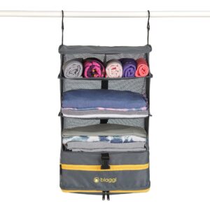 Biaggi Hangmates 3-Tiered ZipCube - Hanging Shelf Cube with Packing Compartments for Travel Organization - Lightweight and Durable - Dimensions 19” x 12” x 9” Opened - MEDIUM