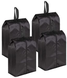 misslo portable nylon travel shoe bags with zipper closure (pack 4, black)