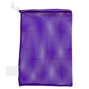 champion sports mesh sports equipment bag, purple, 12x18 inches - multipurpose, nylon drawstring bag with lock and id tag for balls, beach, laundry