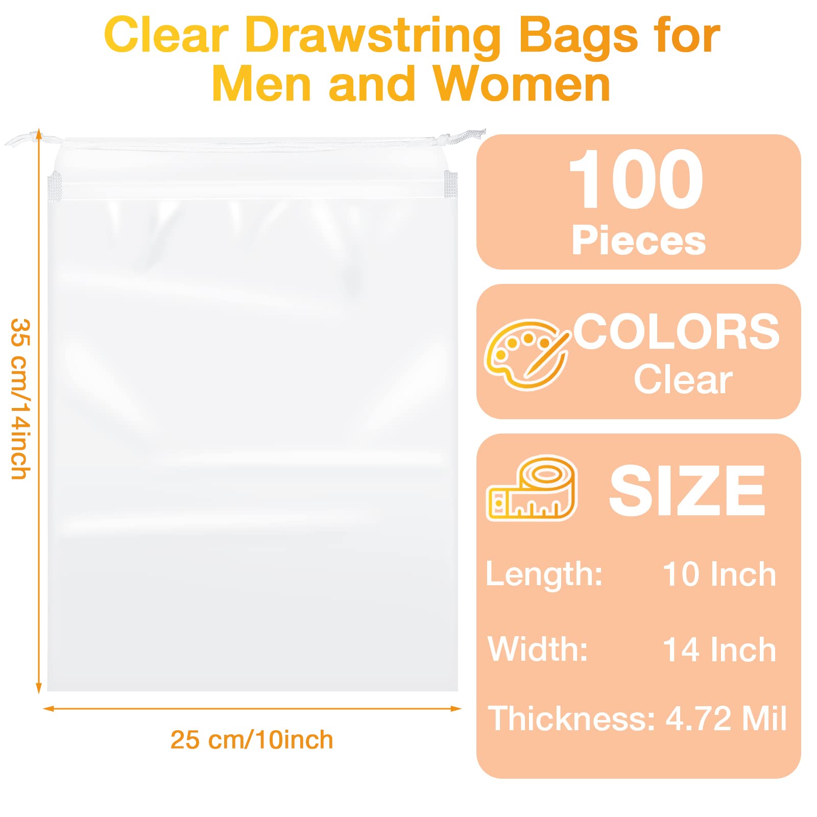 100 Packs Shoes Bags for Travel 10 x 14 Inch Large Transparent Shoe Bags Clear Drawstring Bags Plastic Waterproof Shoe Packing Bags Storage Organizer Pouch with Rope for Men Women Travel Accessories