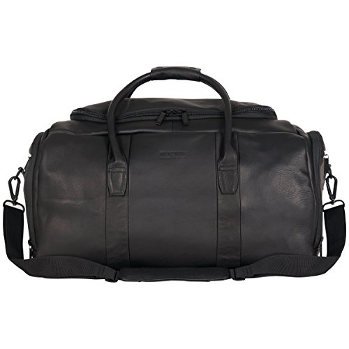 Kenneth Cole REACTION Duff Guy Colombian Leather 20" Single Compartment Top Load Travel Duffel Bag, Black