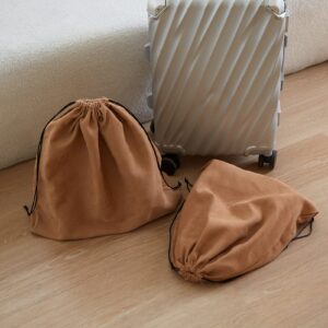 Dust Cover Storage Bags with Drawstring Pouch for Storage Packaging Handbags Purses Shoes Boots Set of 2 (Brown)