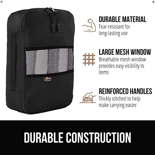 Gorilla Grip 6 Set Packing Cubes, Travel Essentials for Suitcases, Breathable Mesh Organizer Bags for Clothes, Toiletries, Shoes and Laundry, Luggage and Backpack Carry On Airplane Accessories, Black