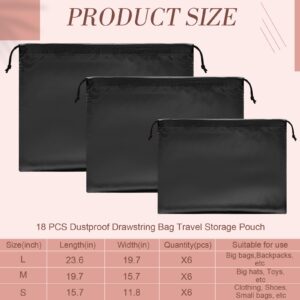 Woanger 18 Pack Satin Dust Bags for Handbags Silk Dust Cover Bag 3 Sizes Storage Bags for Handbags Purses Shoes Boots (Black)