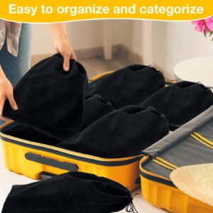 16 Pcs Shoe Bags for Travel Flannel Double Shoe Dust Bags with Drawstring Washable Shoe Covers Shoe Pouch for Packing Storage Luggage Traveling Sneaker Men Women, 12 x 17 Inch (Black)