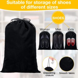 16 Pcs Shoe Bags for Travel Flannel Double Shoe Dust Bags with Drawstring Washable Shoe Covers Shoe Pouch for Packing Storage Luggage Traveling Sneaker Men Women, 12 x 17 Inch (Black)