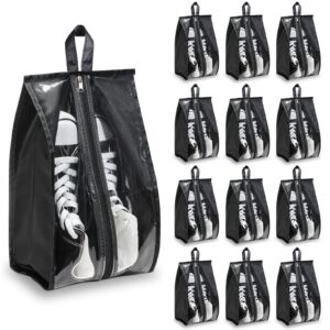 12 pieces shoe bags for travel large shoe organizer for men women waterproof portable shoe bags with sturdy zipper for travel home luggage handbag, black, 7.9 x 15.7 inch