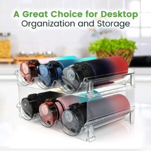 spospo Water Bottle Organizer for Cabinet, 3 Pack Water Bottle Organization and Storage Shelf, Plastic Water Bottle Holder Rack for Fridge, Kitchen, Desktop