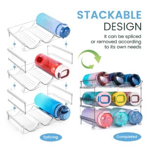 spospo Water Bottle Organizer for Cabinet, 3 Pack Water Bottle Organization and Storage Shelf, Plastic Water Bottle Holder Rack for Fridge, Kitchen, Desktop