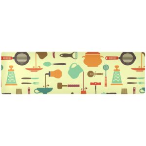 cartoon kitchen ware utensils trivet table runner for kitchen countertops hot pots pans heat resistance pot holders anti-slip hot pad mats 11.8 * 39.4 inches