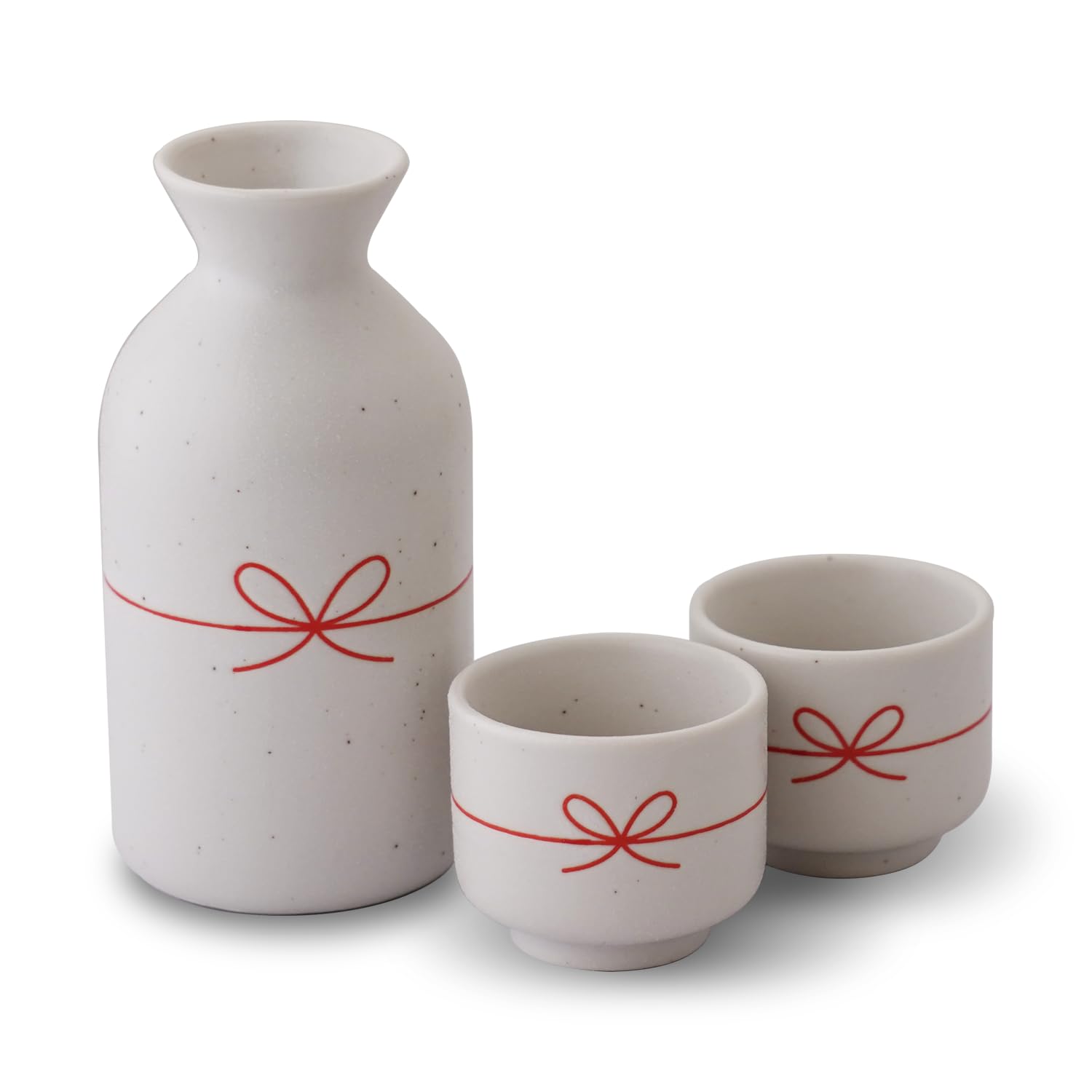 Sake Tokkuri and Sake Cups(2pcs) Set, 7.1 floz -Celebratory Collection-Japanese Sake Mino Ware Pottery with Gift Box, Made in Japan