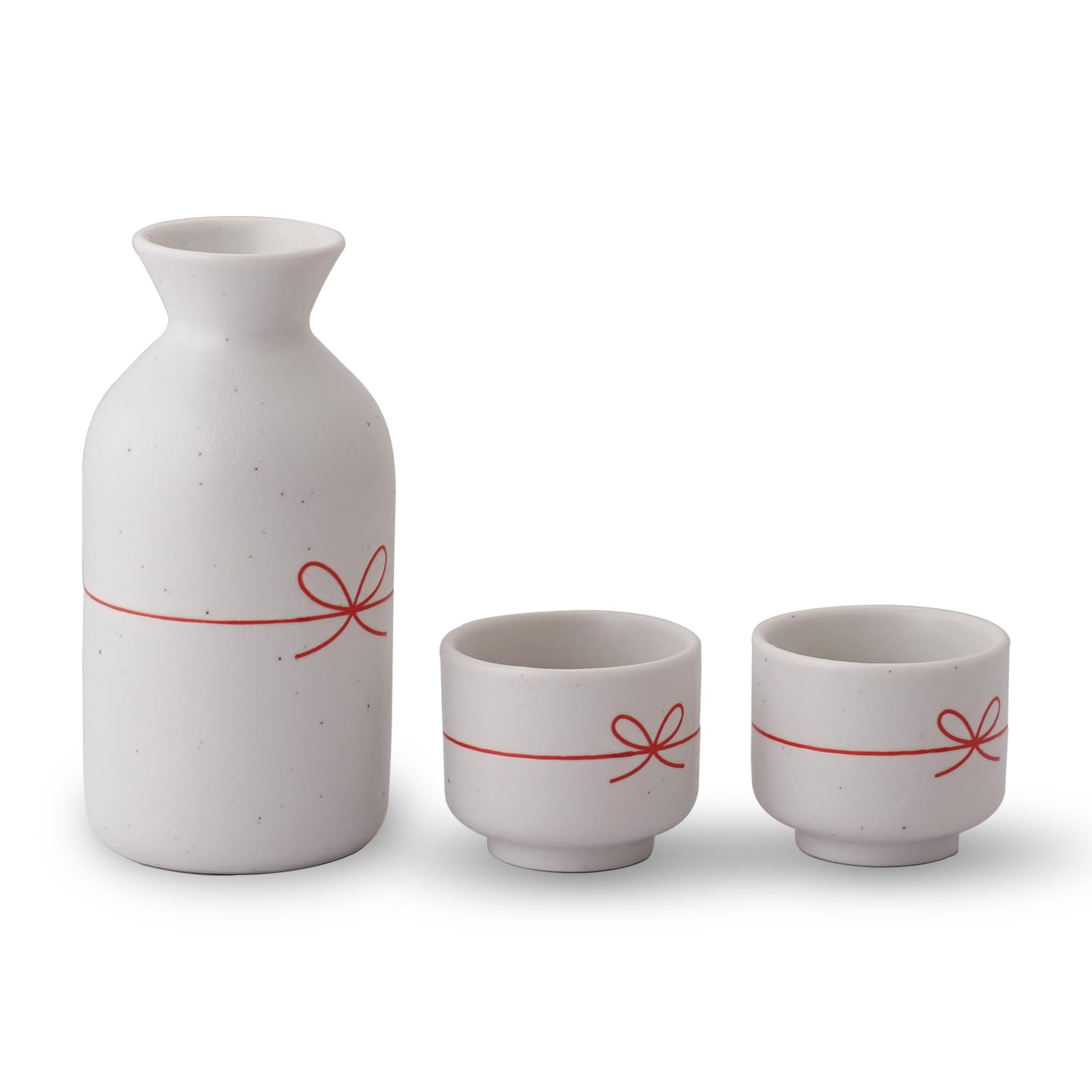 Sake Tokkuri and Sake Cups(2pcs) Set, 7.1 floz -Celebratory Collection-Japanese Sake Mino Ware Pottery with Gift Box, Made in Japan