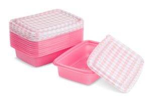 core kitchen gingham pink, 33.8 ounce capacity, food-grade bpa-free reusable plastic, microwave & dishwasher safe, meal prep food storage containers, 10 pack