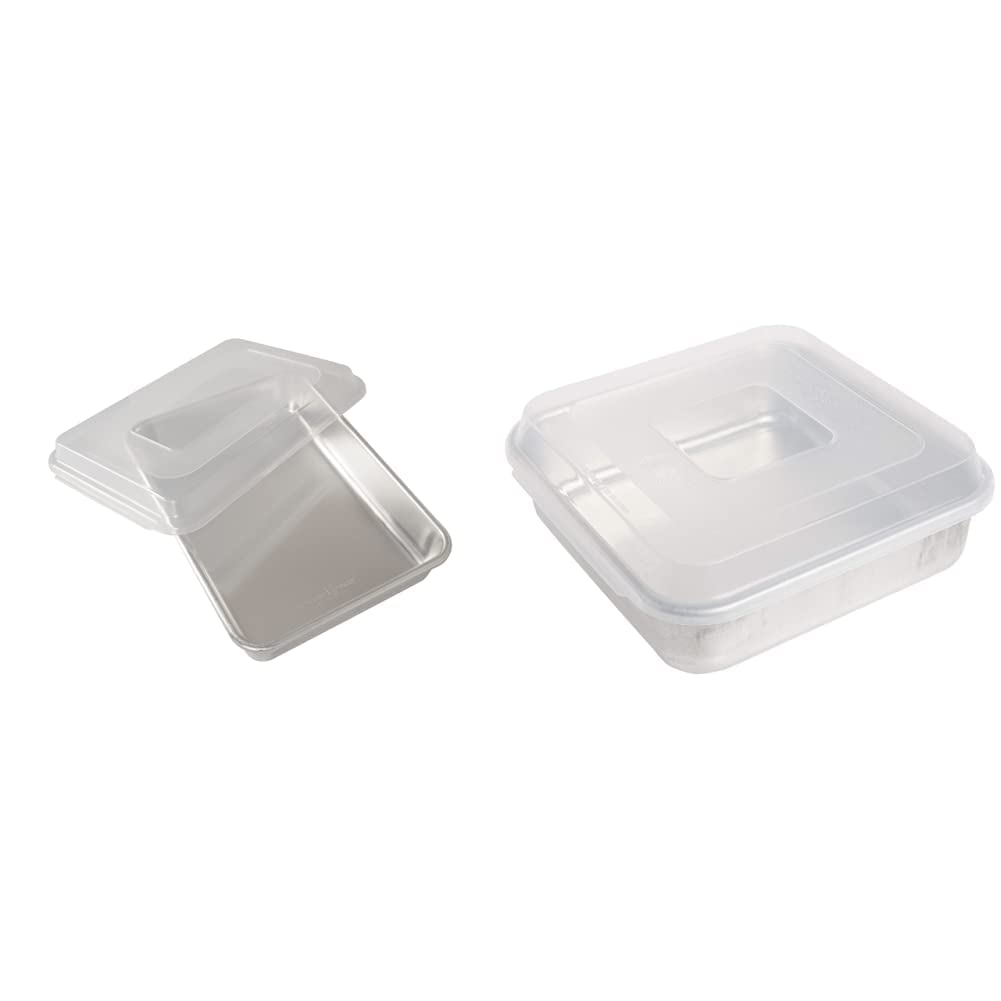 Nordic Ware Natural Aluminum Commercial Cake Pans with Lids (Rectangle and Square)