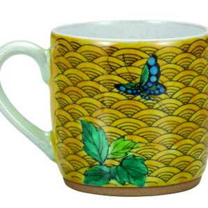 ナカマル Nakamaru Kutani Ware K8-873 Yoshida Yanami Peony Mug