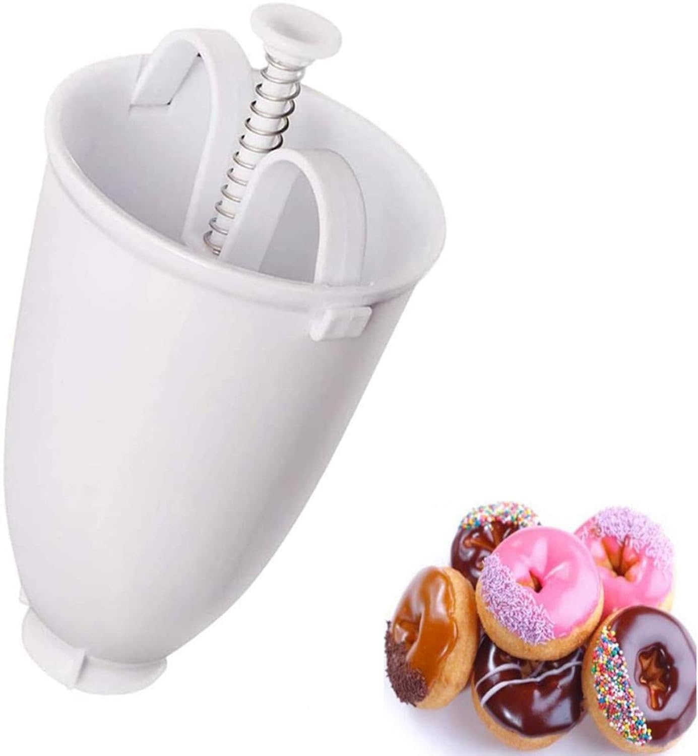 Plastic Doughnut Donut Maker Machine Mold DIY Tool Kitchen Pastry Making Bake Ware Stainless Steel White