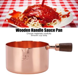 Sauce Pan Wooden Handle Sauce Pot Stainless Steel Small Saucepan with Pour Spout Rose Gold for Home Cooking Kitchen Ware (1cup)