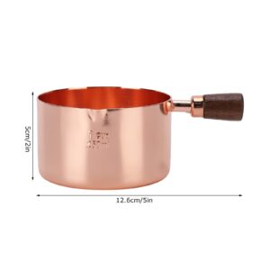 Sauce Pan Wooden Handle Sauce Pot Stainless Steel Small Saucepan with Pour Spout Rose Gold for Home Cooking Kitchen Ware (1cup)