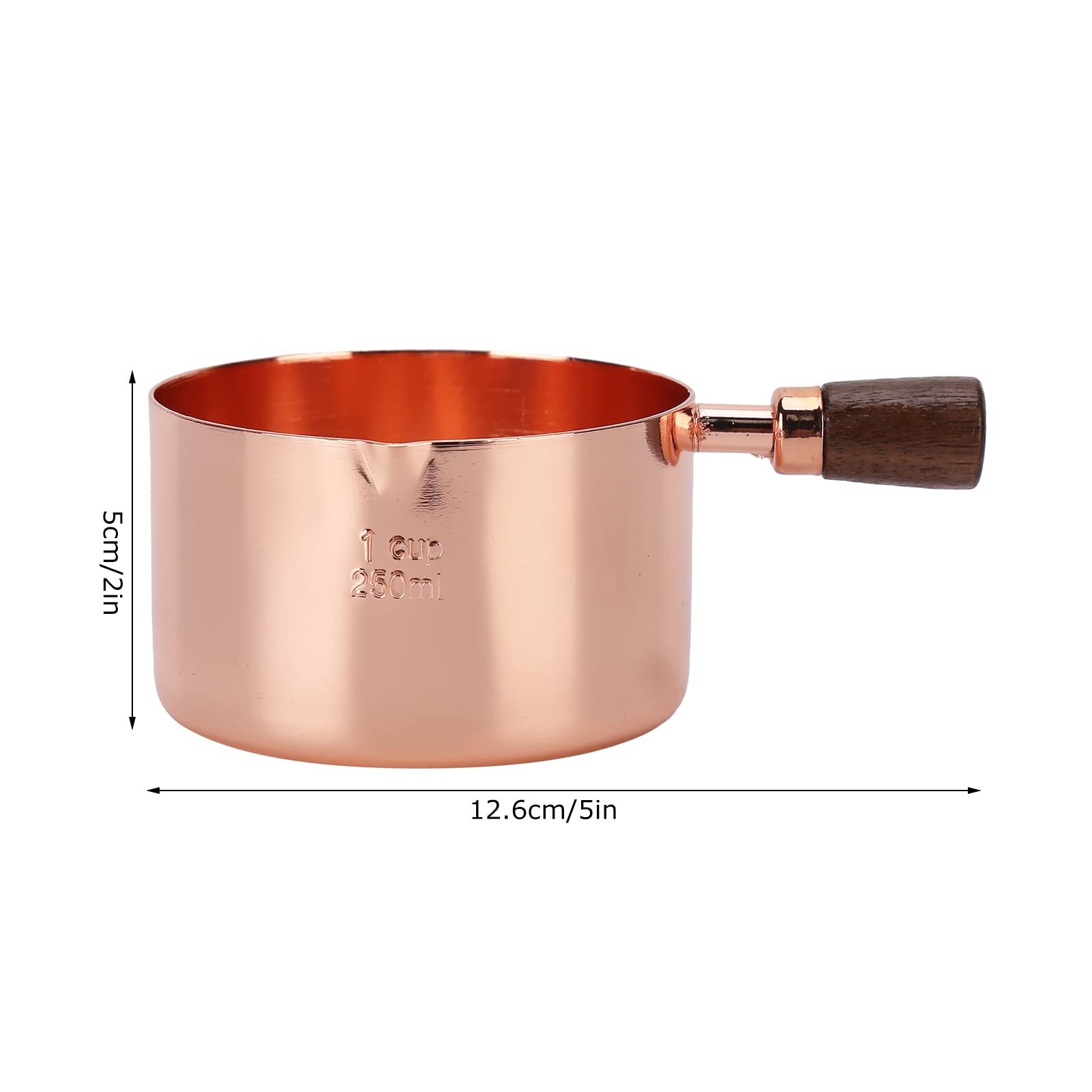 Sauce Pan Wooden Handle Sauce Pot Stainless Steel Small Saucepan with Pour Spout Rose Gold for Home Cooking Kitchen Ware (1cup)