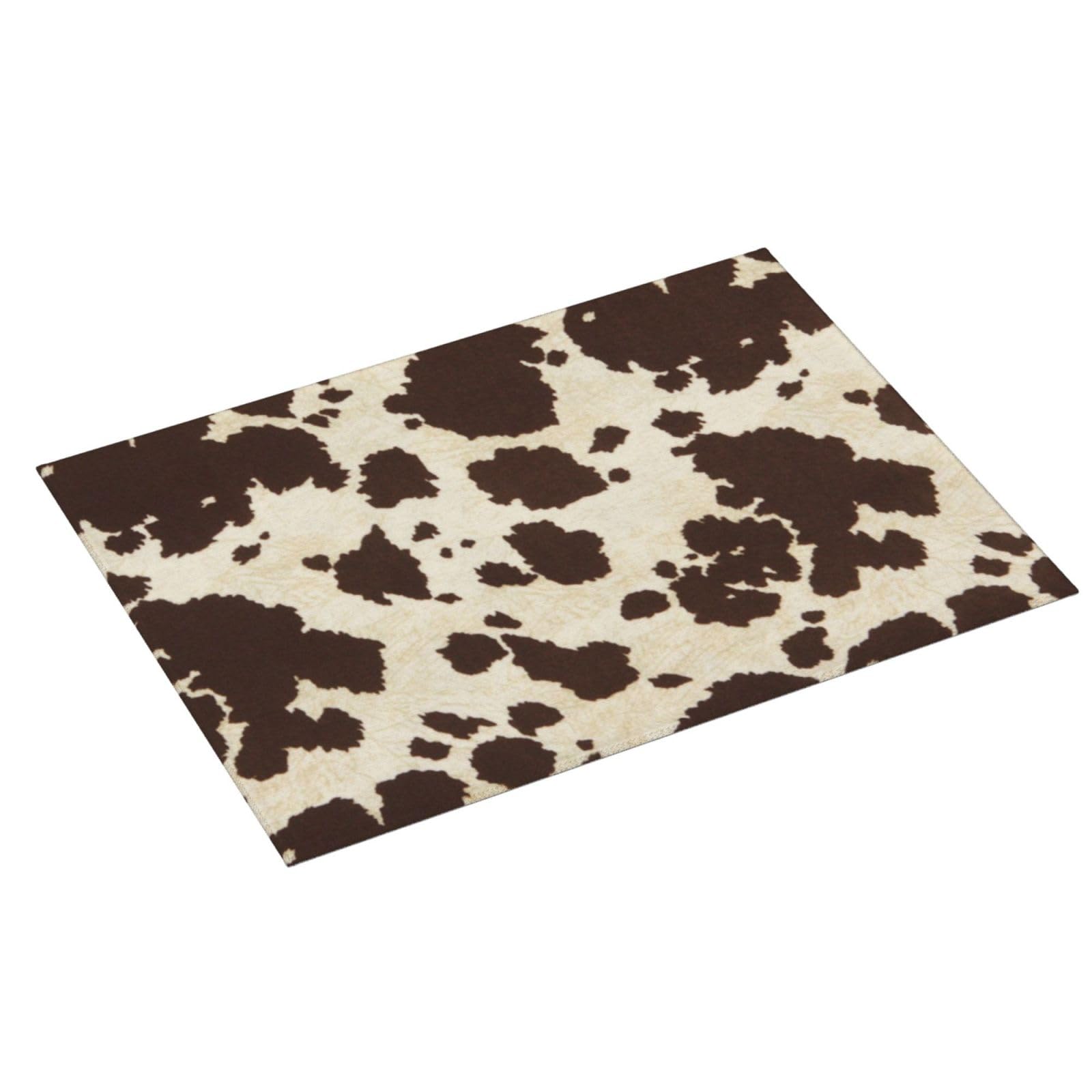 Brown Cow Spots Print Kitchen Tableware Drying Pad Microfiber Absorbent Dishes Drainer Mats , 18x24 In