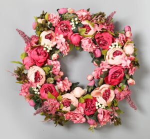 artficialflower peony wreaths for front door spring wreaths 23 inch front door wreaths summer wreaths fall wreaths for outside door or window decor