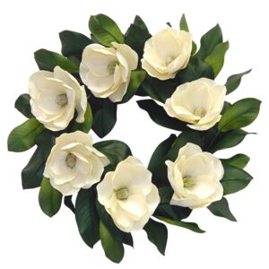 24 inches magnolia flower wreath, wreath for front door, beautiful handcrafted wreath for home decor, weddings cream