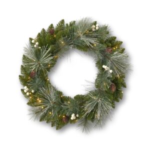 Glistening Mountain Pine 24in Wreath (Battery-Operated)