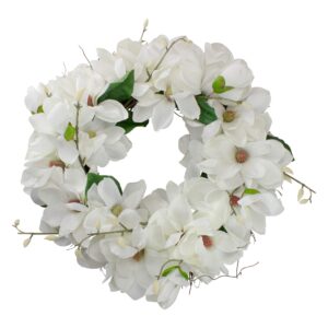 northlight-white magnolias artificial spring wreath - 24-inch, unlit