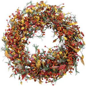 the wreath depot appalachia berry silk fall door wreath 24 inch, handcrafted, designed in usa, full wreath shape and size, beautiful white gift box included