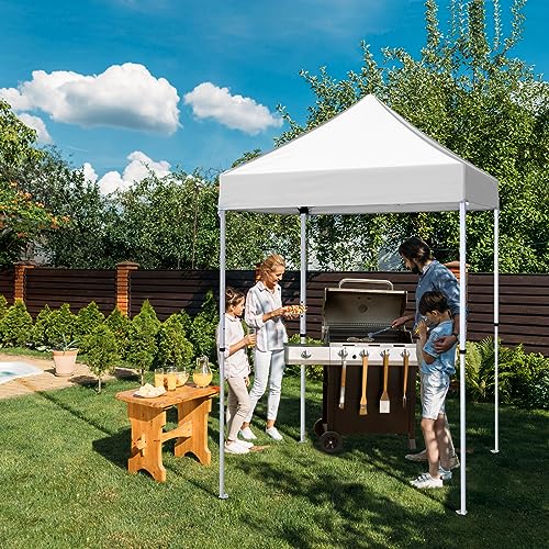 EAGLE PEAK 5x5 Pop Up Canopy Tent Instant Outdoor Canopy Easy Set-up Straight Leg Folding Shelter, White