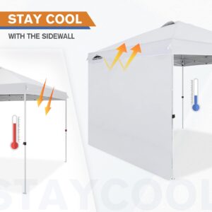 EAGLE PEAK Commercial Pop up Canopy with 1 Sidewall, Heavy Duty Canopy Tent 10x10, Roller Bag and 4 Weight Bags, White