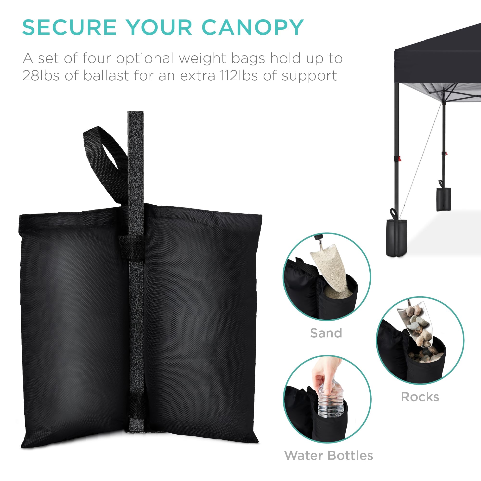 Best Choice Products 10x10ft 1-Person Setup Pop Up Canopy Tent Instant Portable Shelter w/ 1-Button Push, Case, 4 Weight Bags - Black