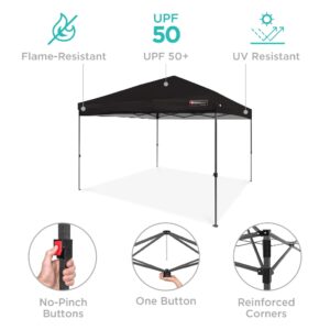 Best Choice Products 10x10ft 1-Person Setup Pop Up Canopy Tent Instant Portable Shelter w/ 1-Button Push, Case, 4 Weight Bags - Black