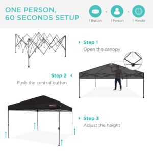 Best Choice Products 10x10ft 1-Person Setup Pop Up Canopy Tent Instant Portable Shelter w/ 1-Button Push, Case, 4 Weight Bags - Black