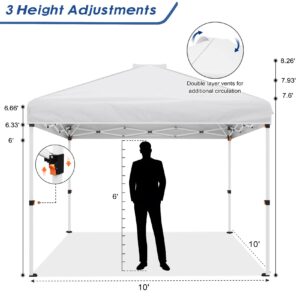 CBBPET Canopy, 10x10 Pop Up Canopy Instant Folding, Outdoor Canopy Tent with Sidewalls and Windows Sun Protection for Vendor Events, Outdoor Craft Show, Farmers Markets(White)