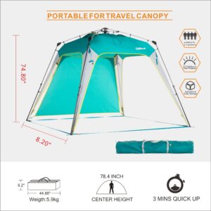 Mobihome 8.2'x8.2' Pop Up Canopy Tent Easy One Person Setup Instant Outdoor Beach Canopy Folding Portable Sports Shelter with 1 Sidewall - Turquoise