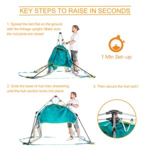 Mobihome 8.2'x8.2' Pop Up Canopy Tent Easy One Person Setup Instant Outdoor Beach Canopy Folding Portable Sports Shelter with 1 Sidewall - Turquoise