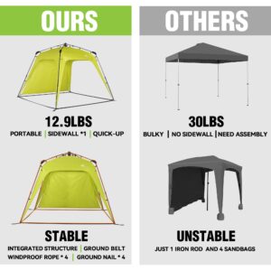 Mobihome 8.2'x8.2' Pop Up Canopy Tent Easy One Person Setup Instant Outdoor Beach Canopy Folding Portable Sports Shelter with 1 Sidewall - Turquoise