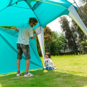 Mobihome 8.2'x8.2' Pop Up Canopy Tent Easy One Person Setup Instant Outdoor Beach Canopy Folding Portable Sports Shelter with 1 Sidewall - Turquoise