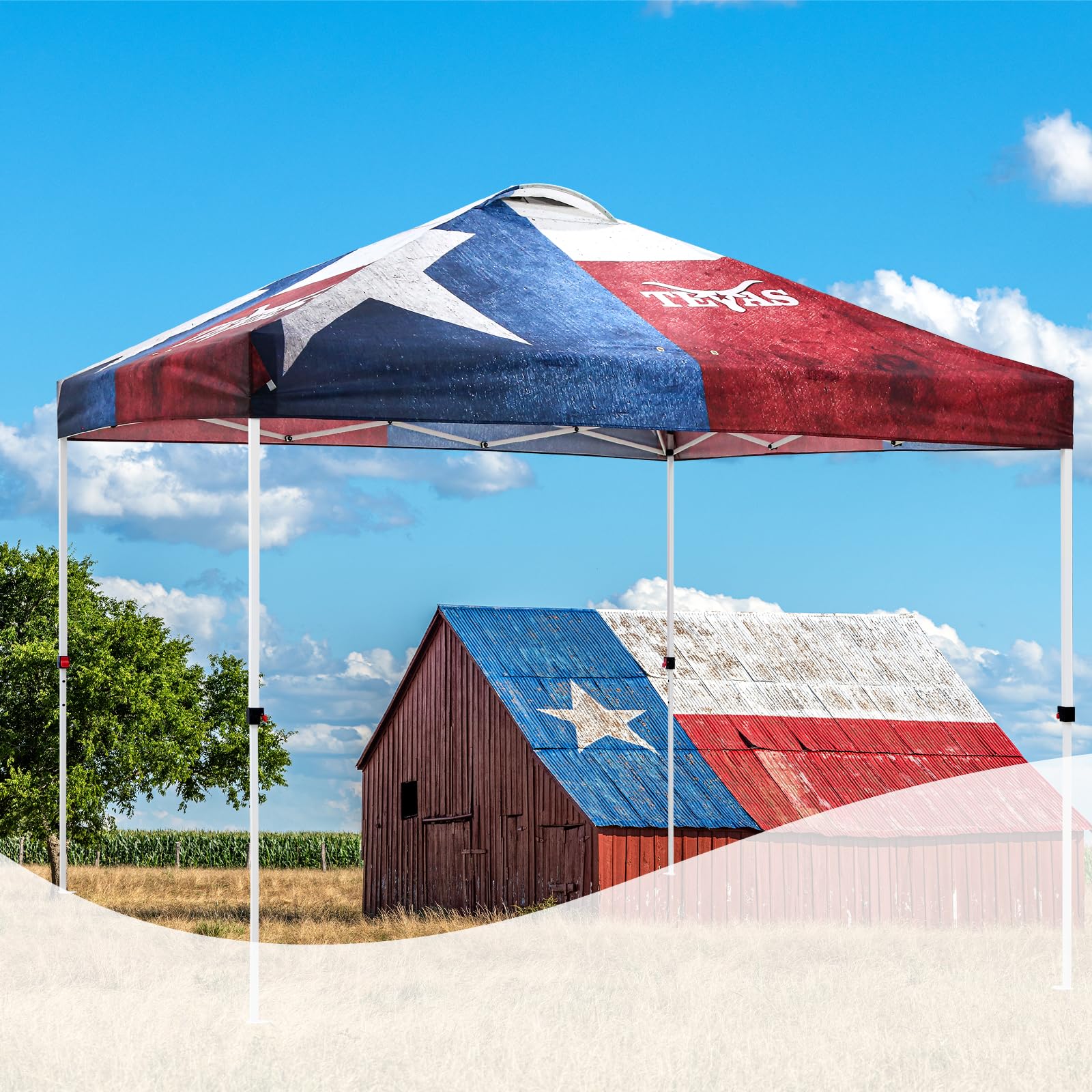 EAGLE PEAK 10x10 Pop Up Canopy, Instant Outdoor Canopy Tent, Straight Leg Pop Up Tent for Parties, Camping, The Beach and More, 100 Square Feet of Shade, Texas NEW