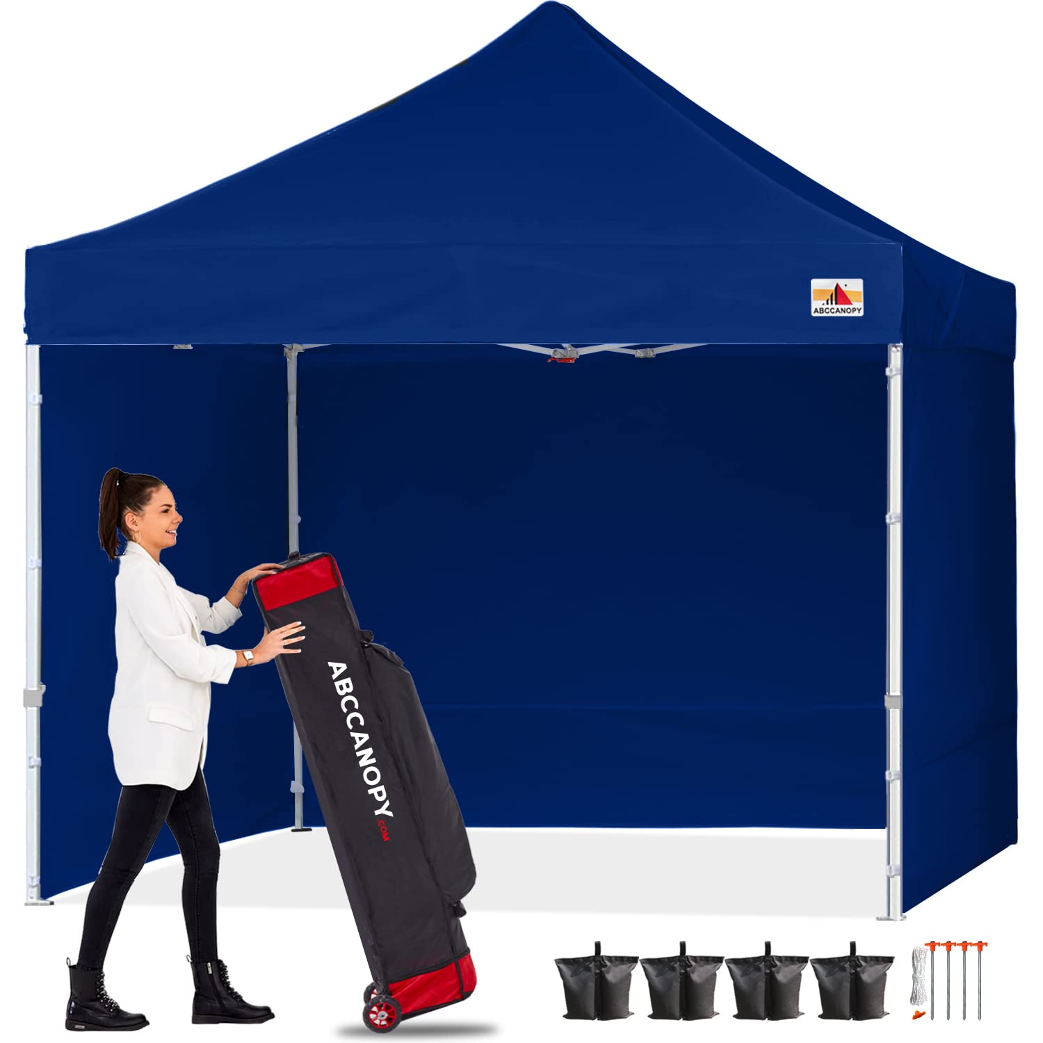 ABCCANOPY Easy Pop Up Canopy Tent with Sidewalls Commercial -Series, Navy Blue