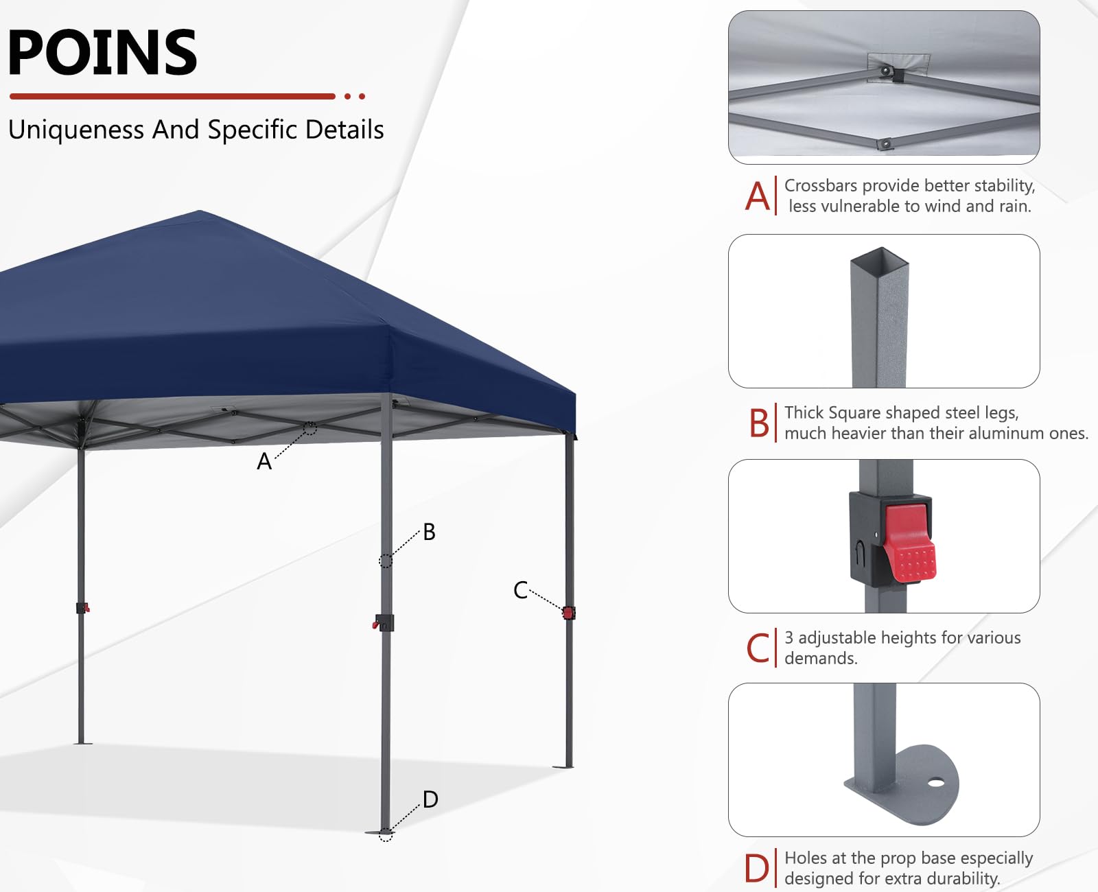 ABCCANOPY Outdoor Easy Pop up Canopy Tent 10X10, Navy Blue