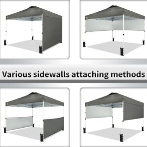 CROWN SHADES 10x10 Pop up Canopy Tent Instant Canopy with 150D Silver Coated Fabric Including 2 Half Sidewalls, 4 Ropes, 8 Stakes, 4 Weight Bags, STO 'N Go Bag, Grey