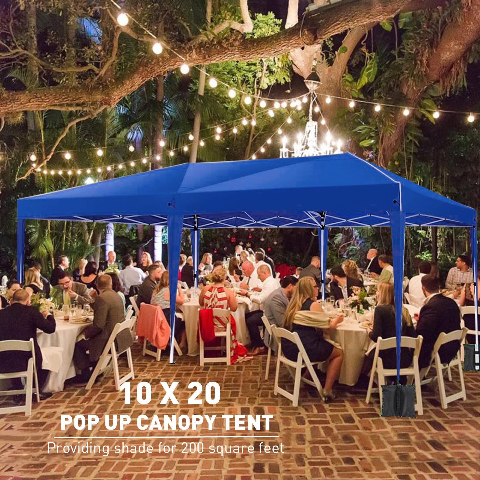 10'x20' Pop Up Canopy Tent with Sidewalls, Outdoor Heavy Duty Party Tent with 4 Sandbags and Carrying Bag, Large Ez Up Tents for Parties, Event, Waterproof (Blue)