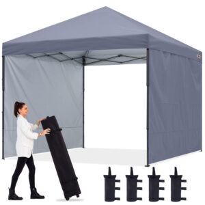 abccanopy easy pop up canopy tent with 2 sidewalls for outdoor sun blocking or rain protection,10x10, gray