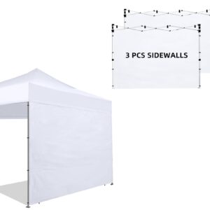 joramoy canopy tent sidewalls for 10×10 pop up canopy, 3 pack instant canopy sunwall, waterproof and uv protection canopy shade wall, straight leg canopy sidewalls 3 pcs only(white)