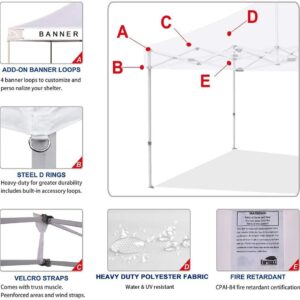 Eurmax USA New 10x10 Pop Up Canopy Replacement Canopy Tent Top Cover, Instant Canopy Top Cover ONLY, Choose 30 Colors,Bonus 4PC Pack Canopy Weight Bag (Gray)