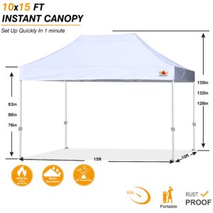 ABCCANOPY Commercial Pop Up Canopy Tent 10x15 Premium-Series, White