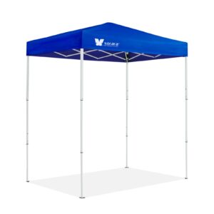 sorara abba patio 6'x4' pop up outdoor portable canopy tent, commercial instant shelter with carry bag, tent stakes, blue roof and white frame, for parties, commercial actives and camping.